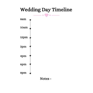 Printable Wedding Day Timeline Template Planner - Etsy