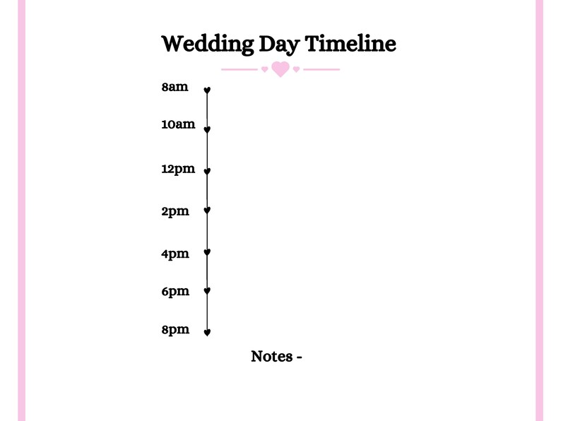 Printable Wedding Day Timeline Template Planner - Etsy