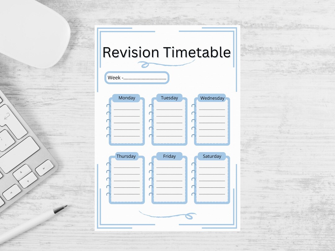 Revision Timetable A4 Blue Printable - Etsy