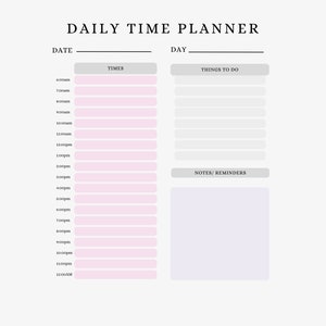 Printable Daily Time Planner List - Etsy