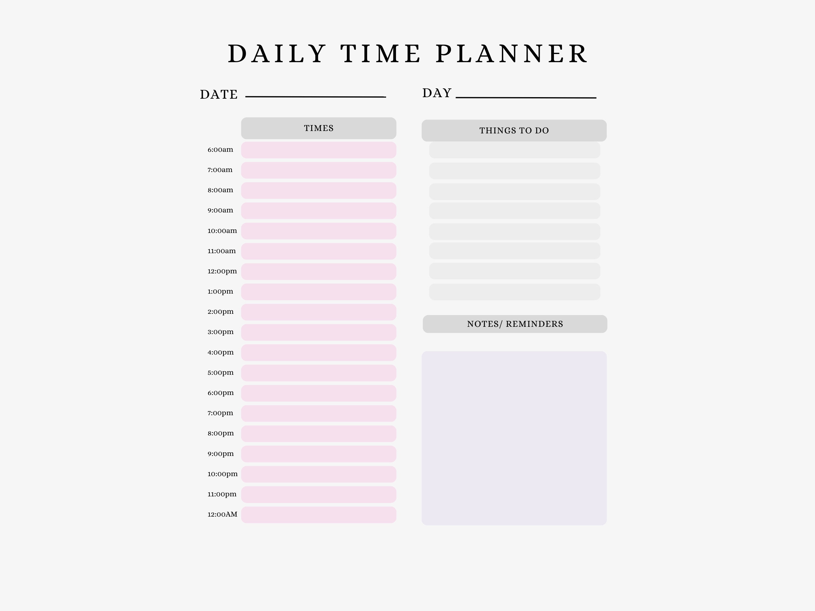 Printable Daily Time Planner List - Etsy