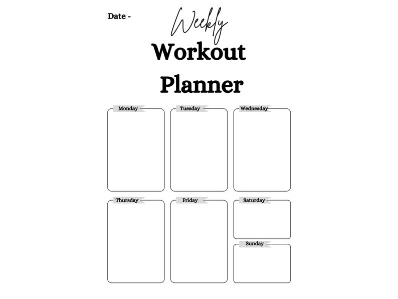 Workout Planner Printable Worksheet - Etsy