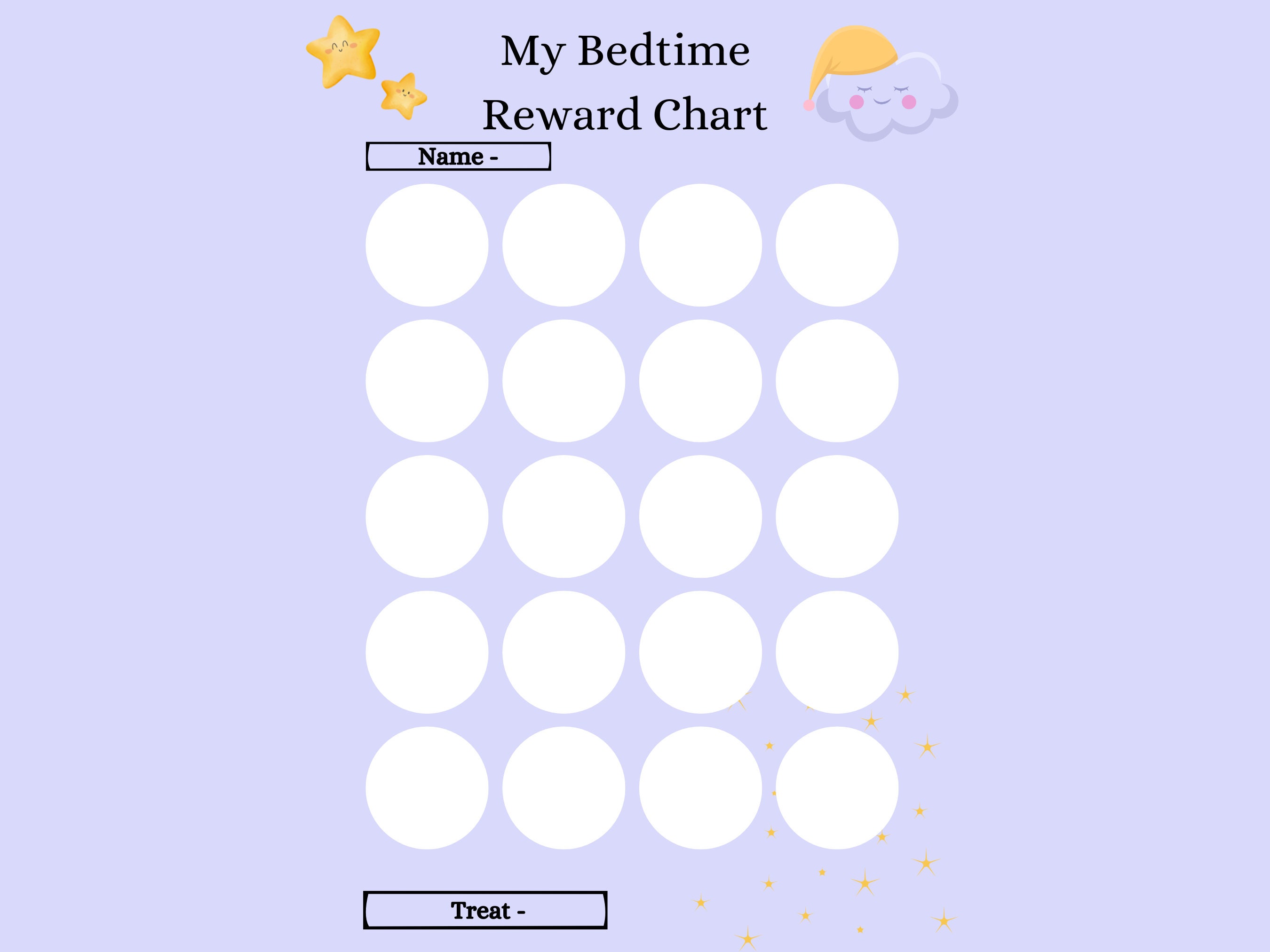 Printable Bedtime Reward Chart Blue - Etsy
