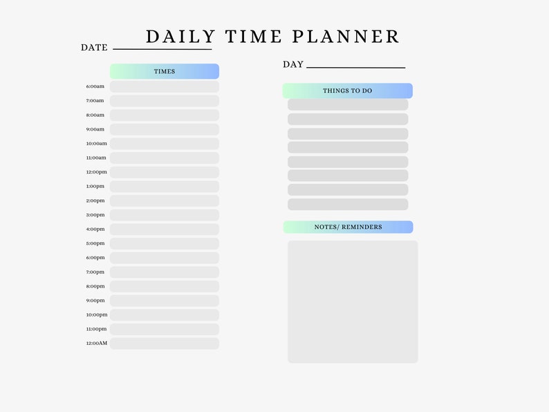 Printable Daily Time Planner - Etsy