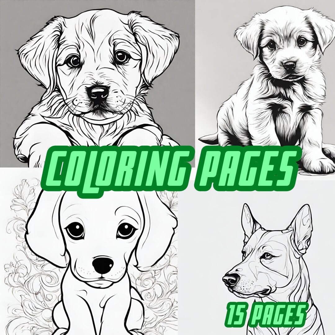 Dog Coloring Pages, Kid's Cute Puppy Coloring Sheets, Printable ...