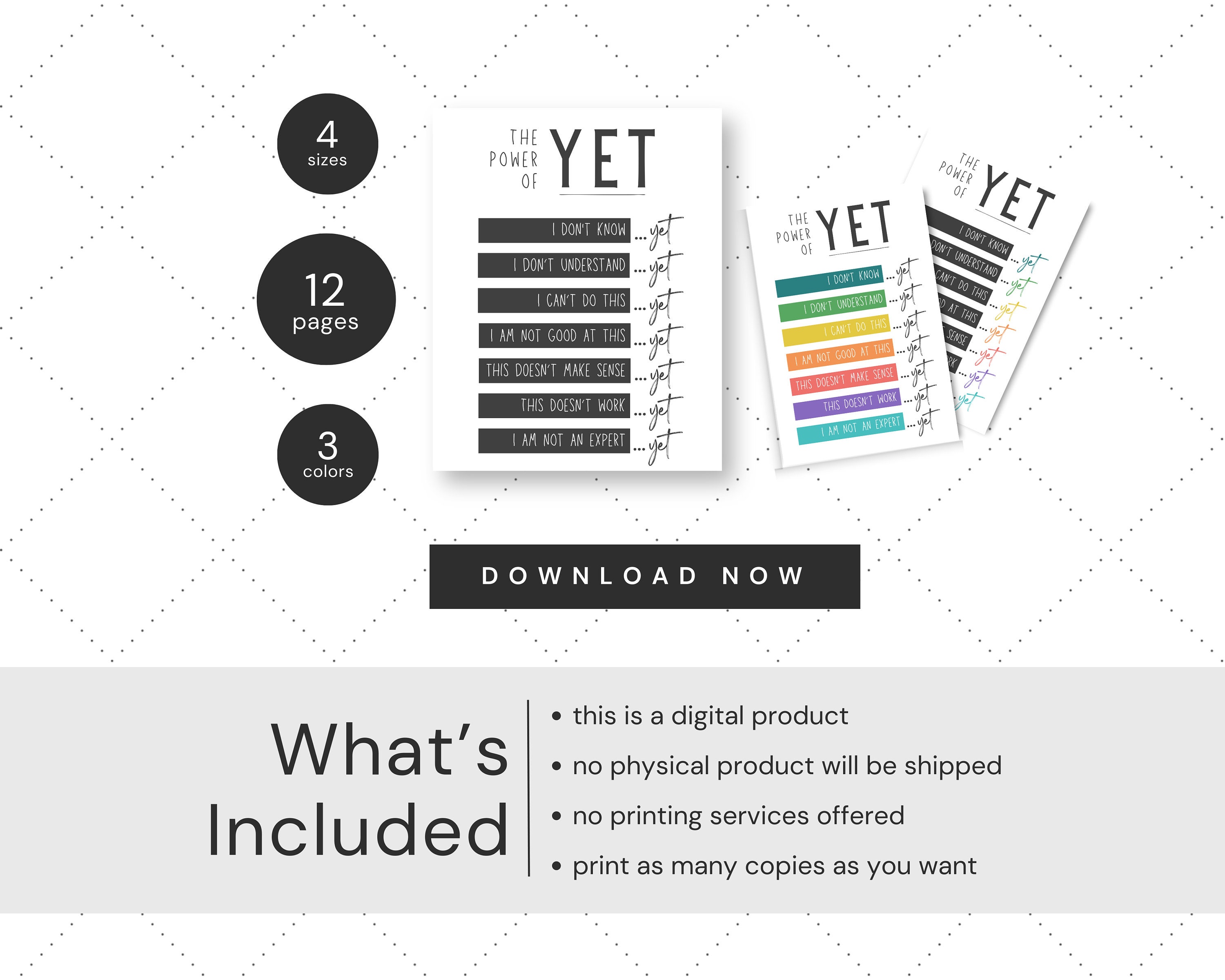 The Power of yet Poster | Growth Mindset Poster | Mental Health Poster ...