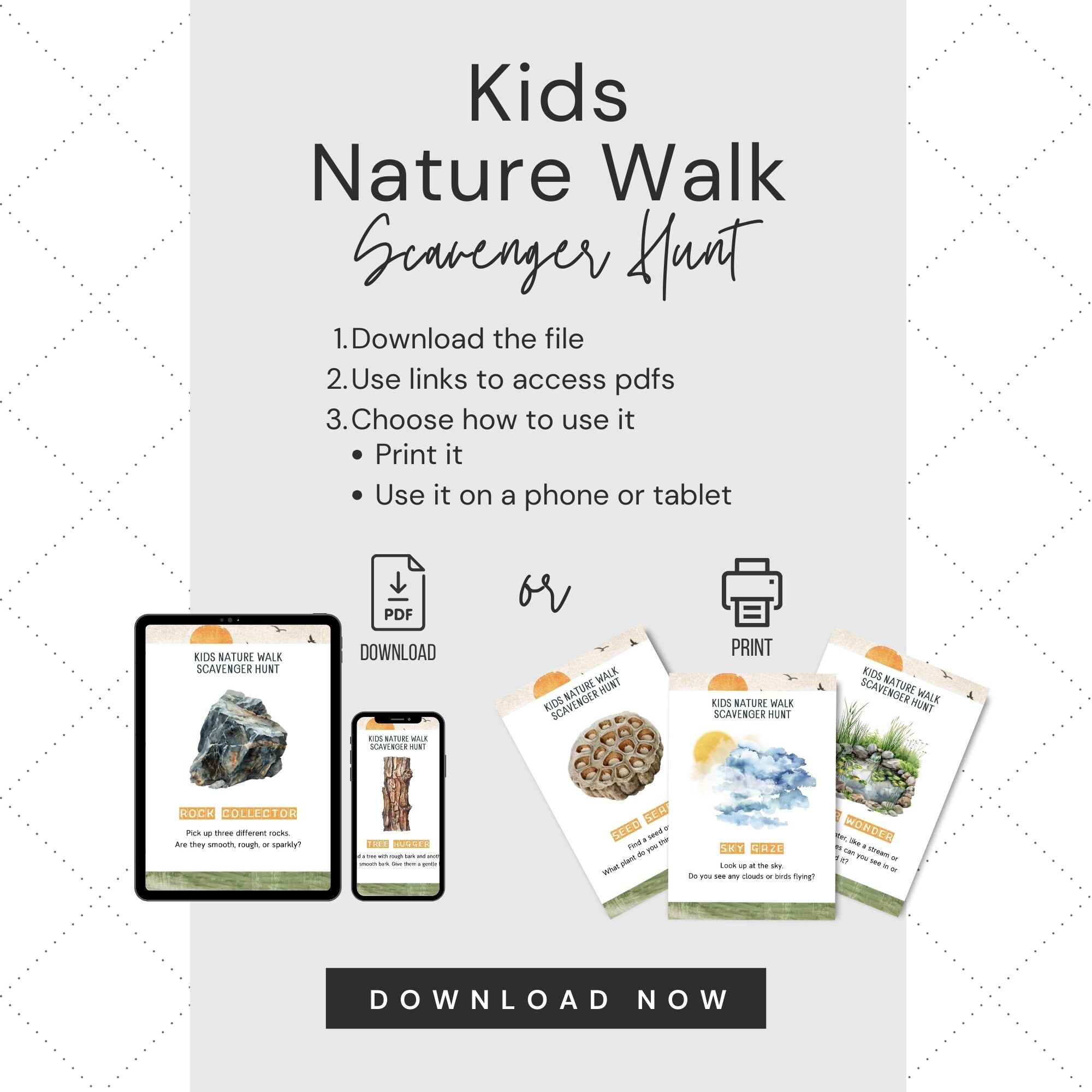 Kid's Scavenger Hunt | Nature Walk | Earth Day Activity | Outdoor Games ...