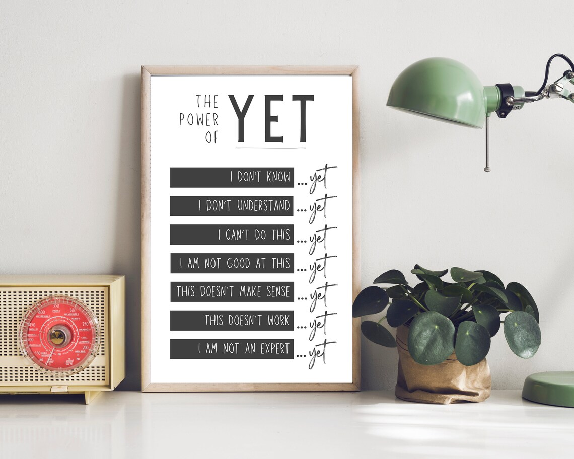 The Power of yet Poster | Growth Mindset Poster | Mental Health Poster ...