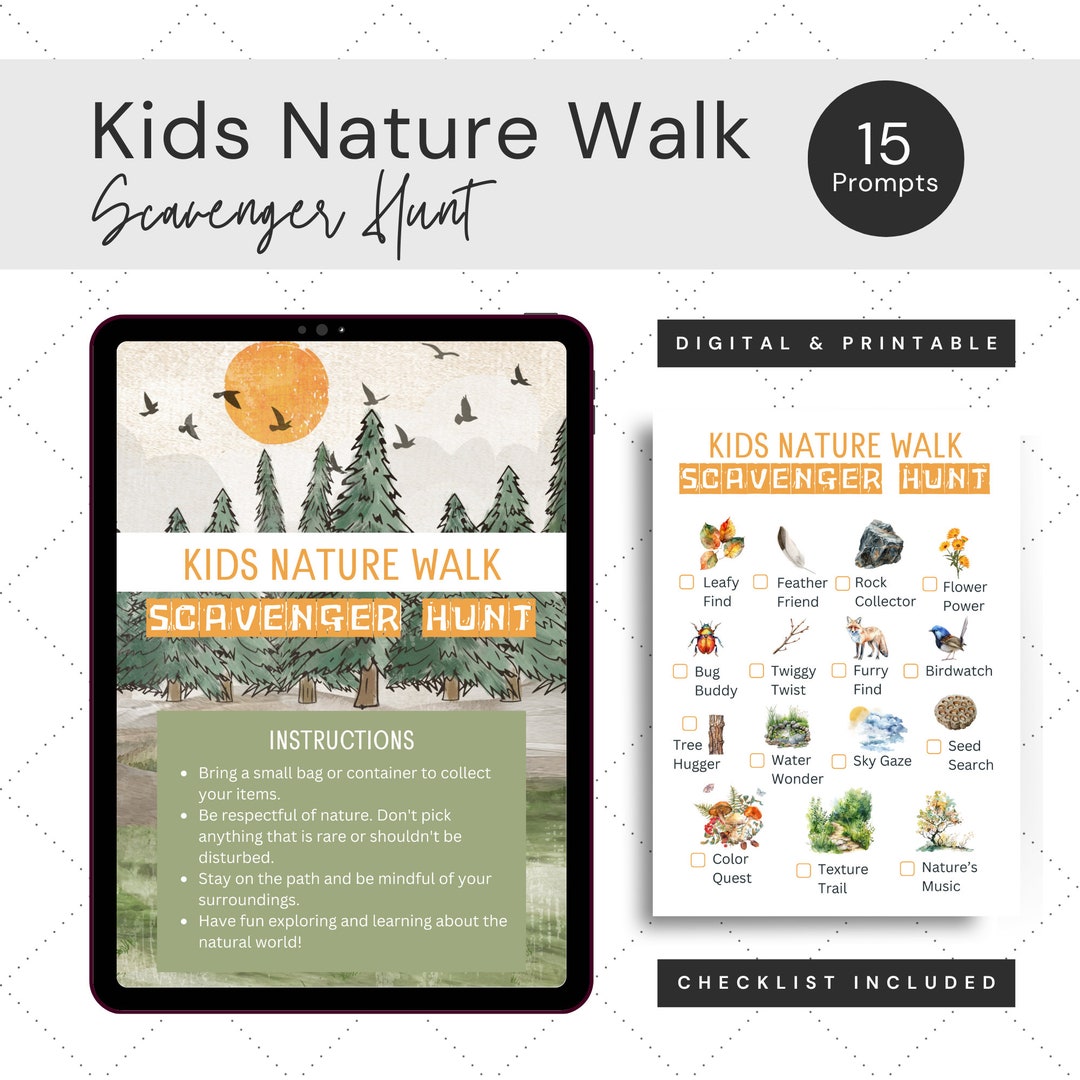 Nature Walk Earth Day Activity Outdoor Games Outdoor Scavenger Hunt for ...