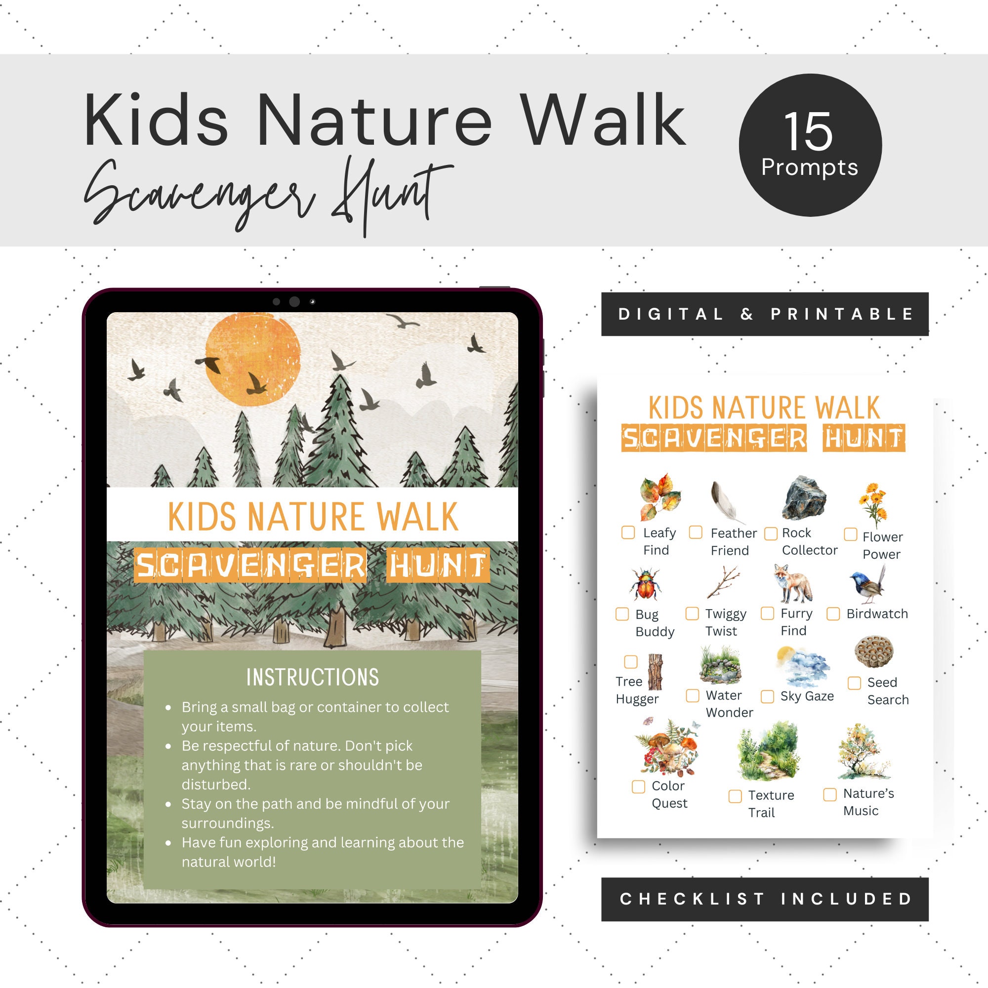 Kid's Scavenger Hunt | Nature Walk | Earth Day Activity | Outdoor Games ...