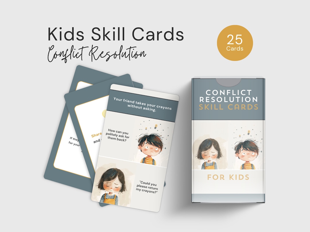 Conflict Resolution Flashcards for Kids | Social Skills Development ...