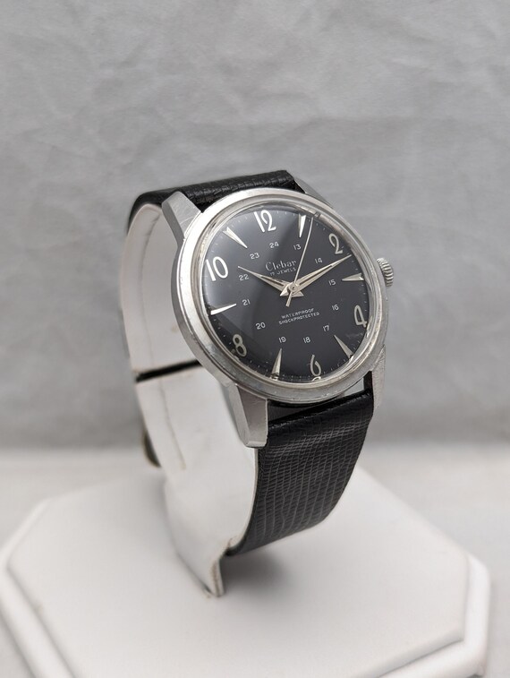 1960s Clebar 24 Hour Black Dial Watch - Gem