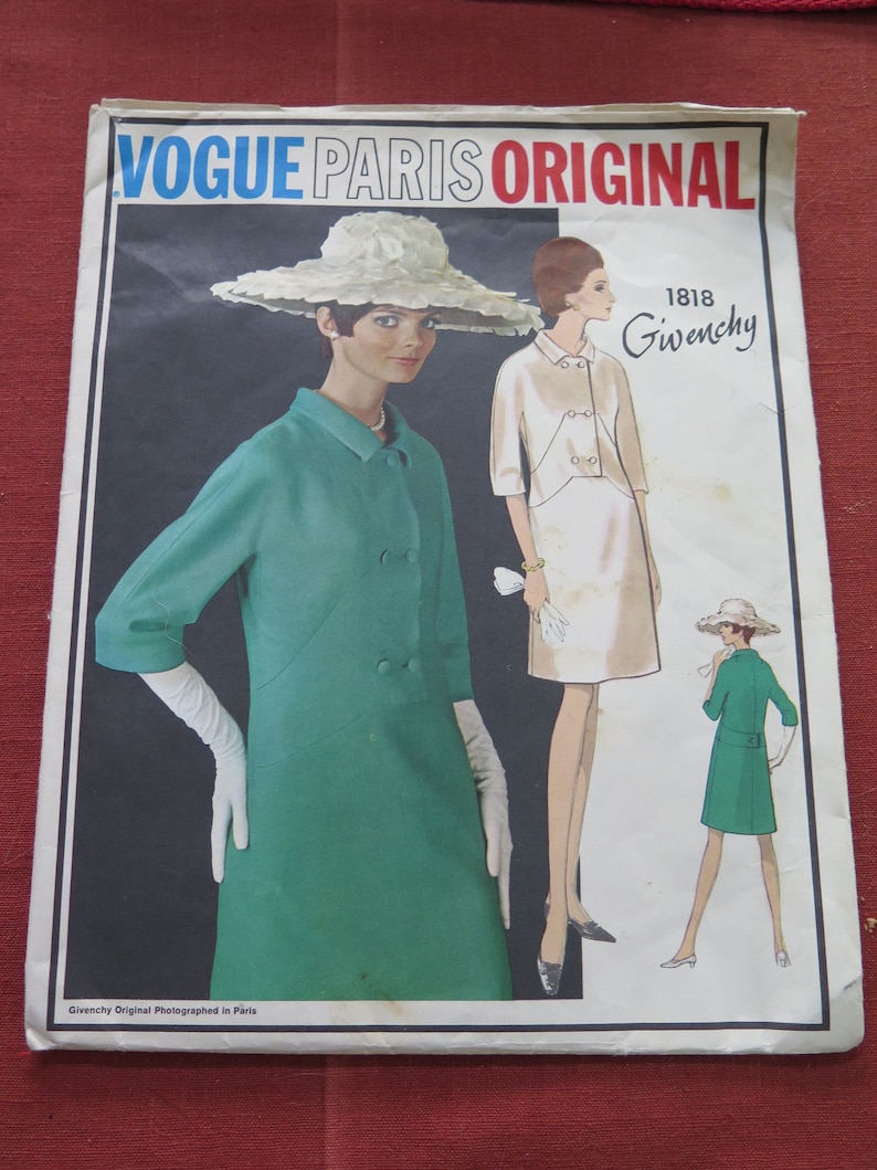 GIVENCHY Vogue Paris Original 1818 One Piece Dress Sewing Pattern Size ...