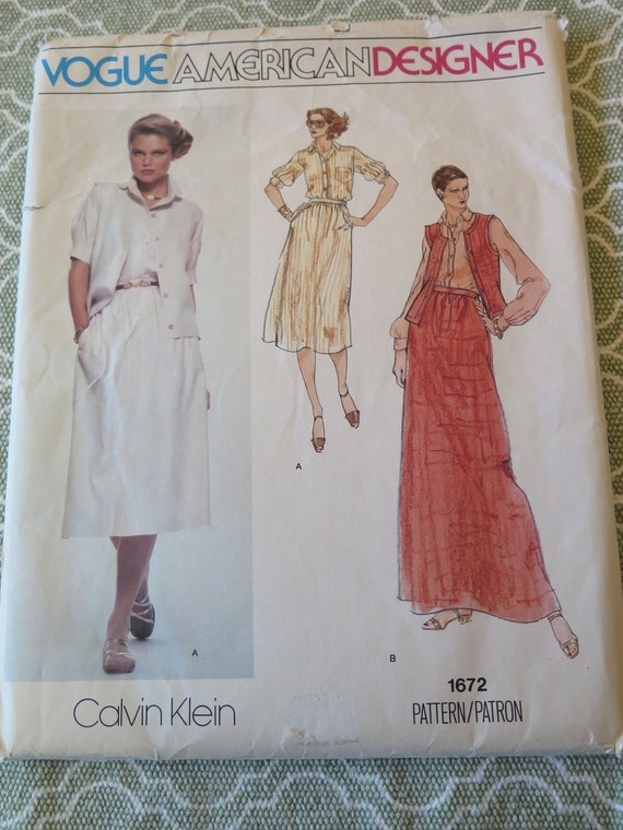 Vintage 70s VOGUE 1672 Calvin Klein Skirt Vest and Shirt - Etsy
