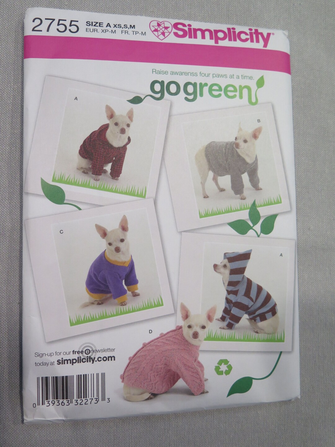 Simplicity 2755 Dog Clothing Coats Sweaters Sewing Pattern in 3 Sizes XS to M - Etsy