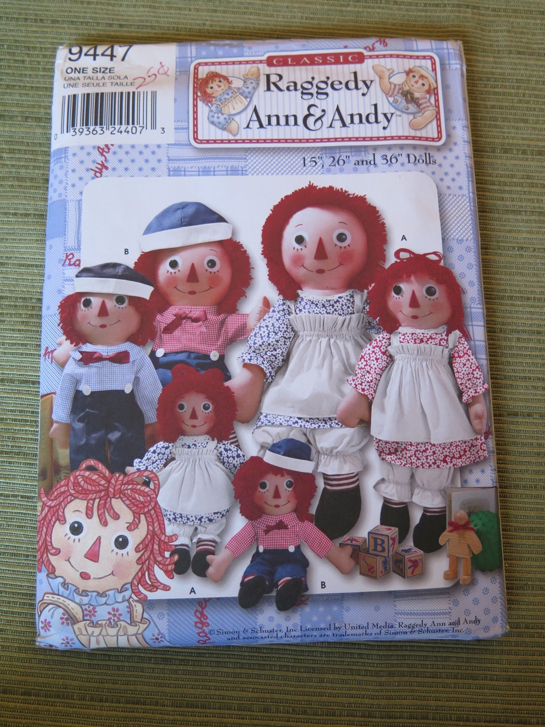 Simplicity 9447 Raggedy Ann & Andy Dolls and Doll Clothes Sewing ...