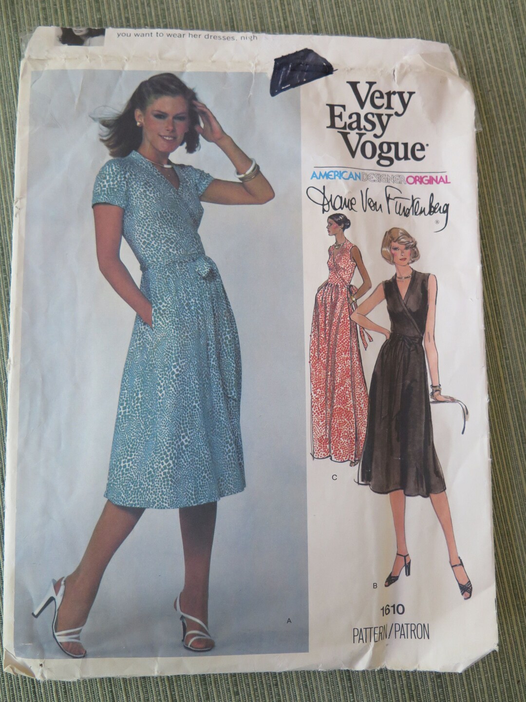 Vintage 70s Vogue 1610 DVF Diane Von Furstenberg Wrap Dress Pattern in ...