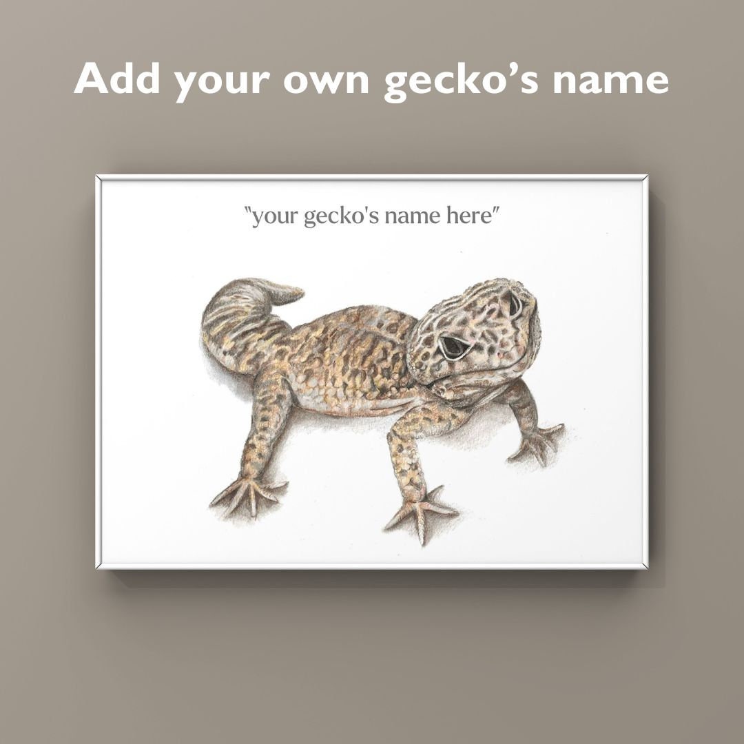 Leopard Gecko A4 Print, Customisable With Your Gecko's Name, Gift for ...