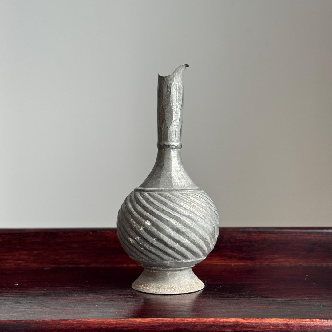 Vintage Metallic Long Neck Pitcher Vase - Etsy