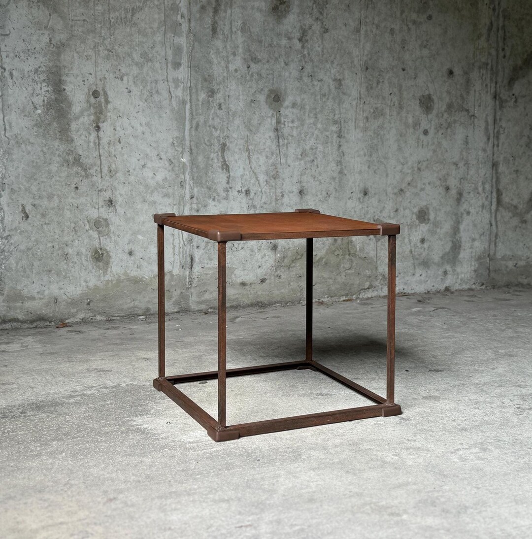 Vintage Metal Cube Side Table With Rust Patina Design, 1960s - Etsy