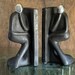 Black Stone Form Bookends Figure Vintage Abstract MCM Thinker Pose ...