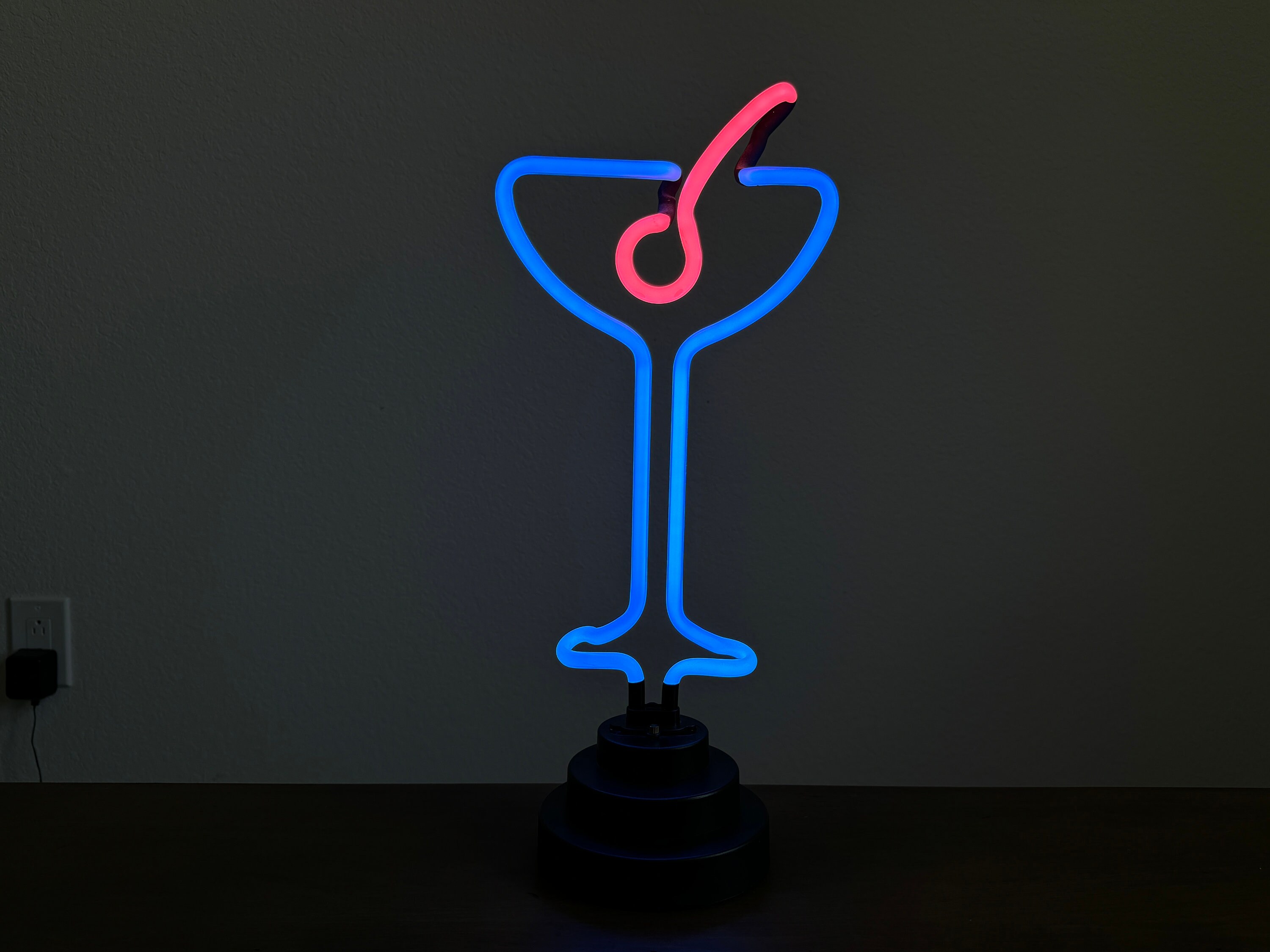 Vintage Martini Glass Neon Lamp Neonetics Blue and Pink Cocktail Sign ...