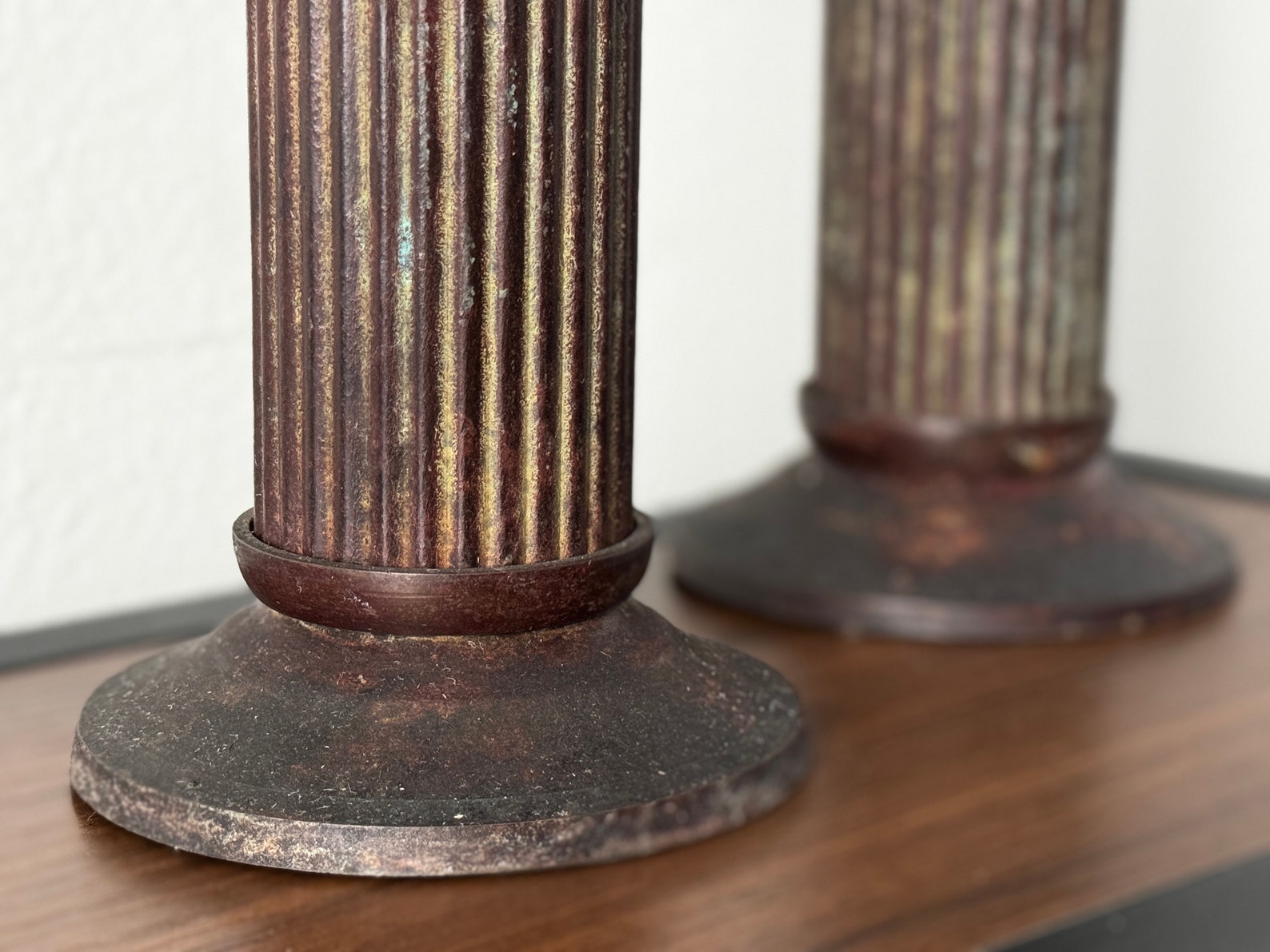 Vintage Roman Style Two Tier Metal Candle Holder Set for Pillar Candles ...