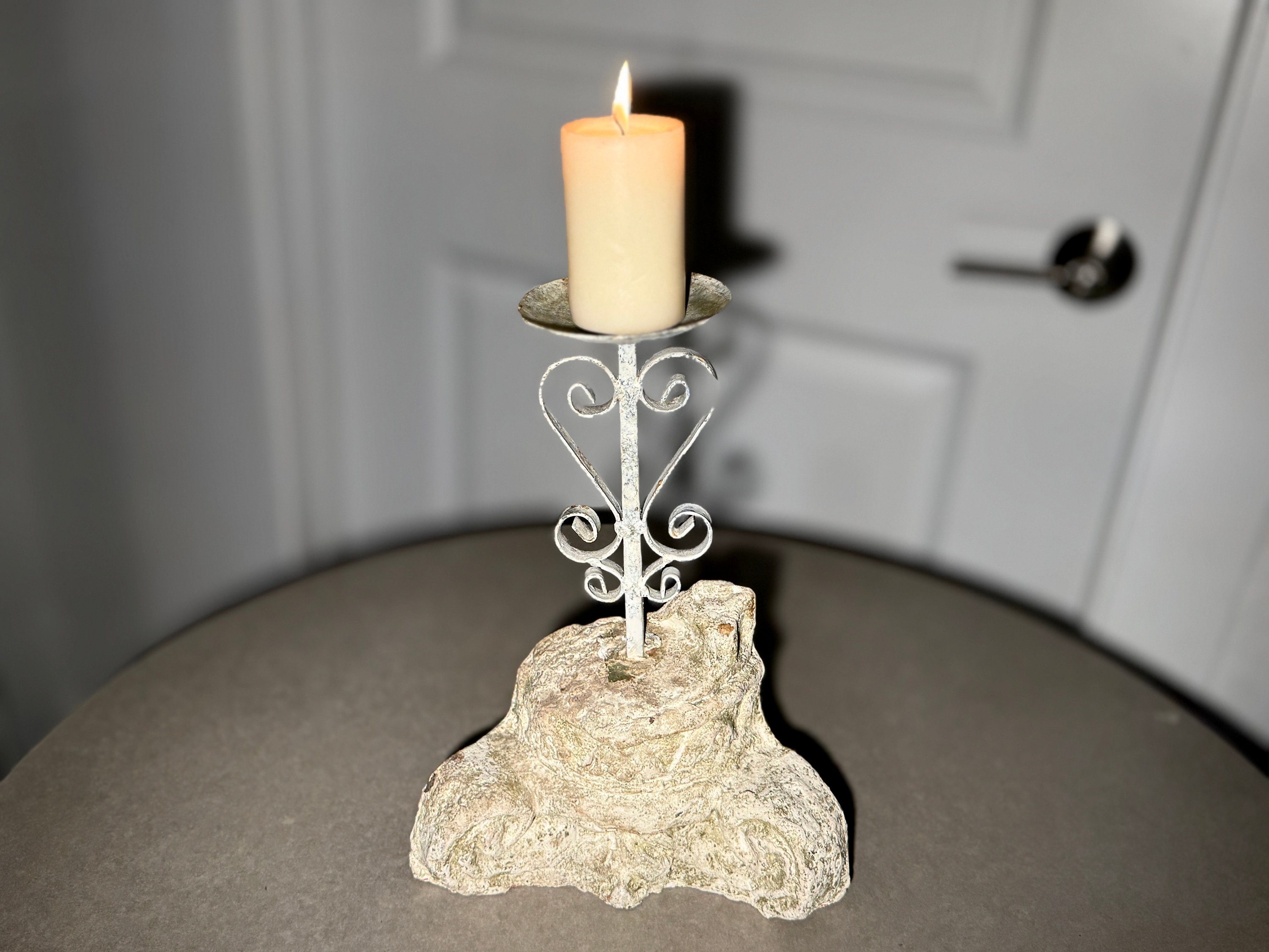 Roman Column Rustic Candleholder, Aged Stone Candleholder, Concrete ...