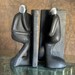 Black Stone Form Bookends Figure Vintage Abstract MCM Thinker Pose ...