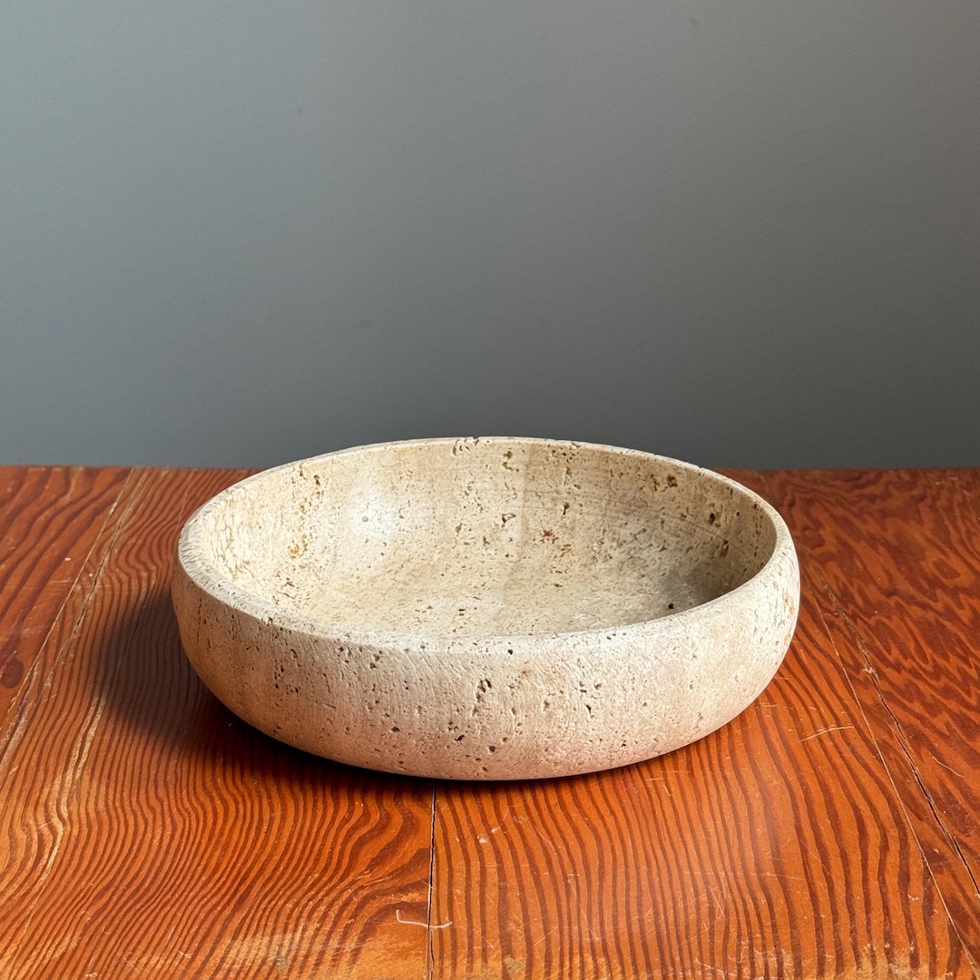 Travertine Stone Bowl | Organic Modern Decor | Minimalist Storage Dish ...