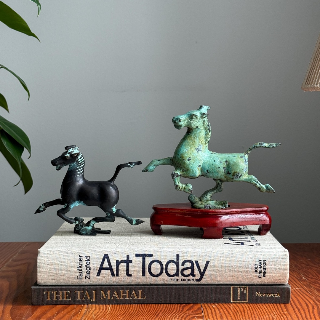 Vintage Bronze Flying Horse of Gansu Statues, Set of 2 - Etsy