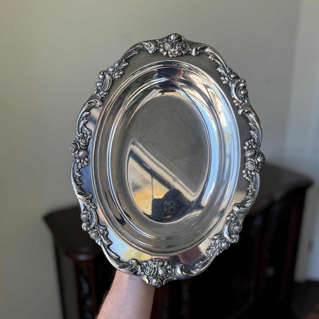 Vintage Silver Serving Dish by Lunt Victorian Style Oval Bowl - Etsy