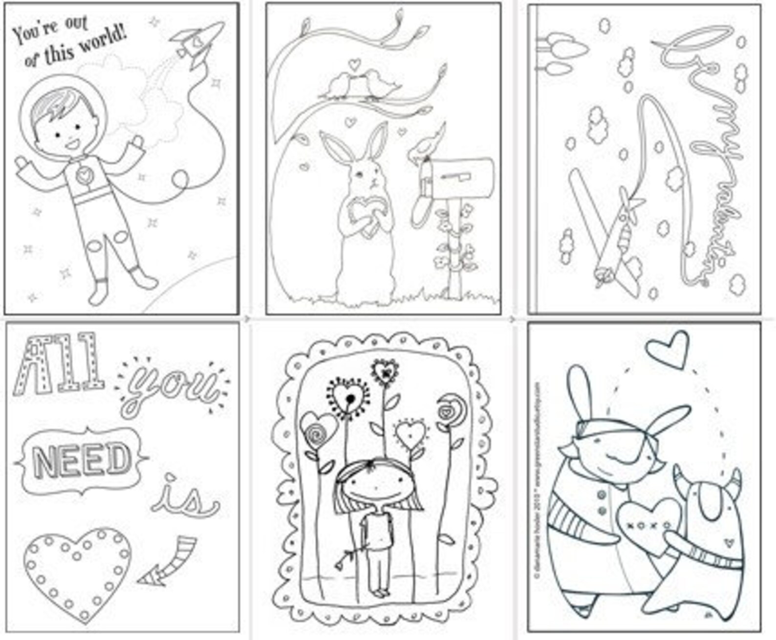 Coolmompicks Color Your Own Valentines Day Card Pdf Etsy