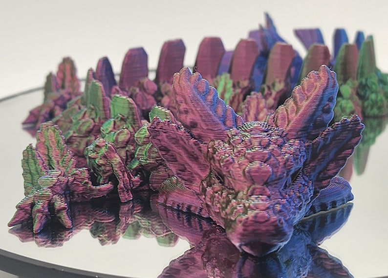 3D Printed Axolotl Dragon, Fidget Toy, 12 Articulated Purple Blue and ...