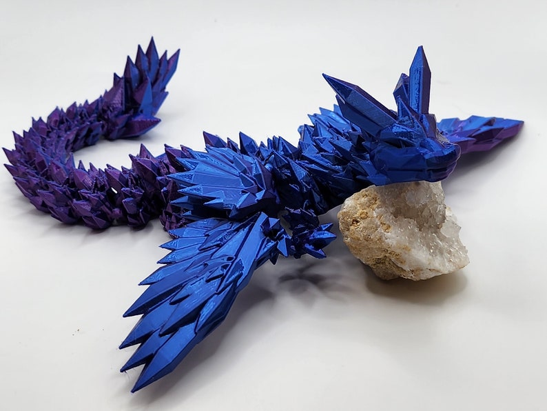 3D Printed Dragon Set of 2, Beautiful Crystal Wing and Baby Crystal ...