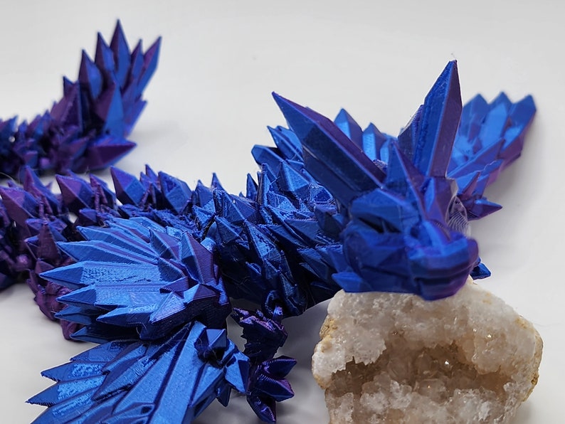 3D Printed Dragon Set of 2, Beautiful Crystal Wing and Baby Crystal ...