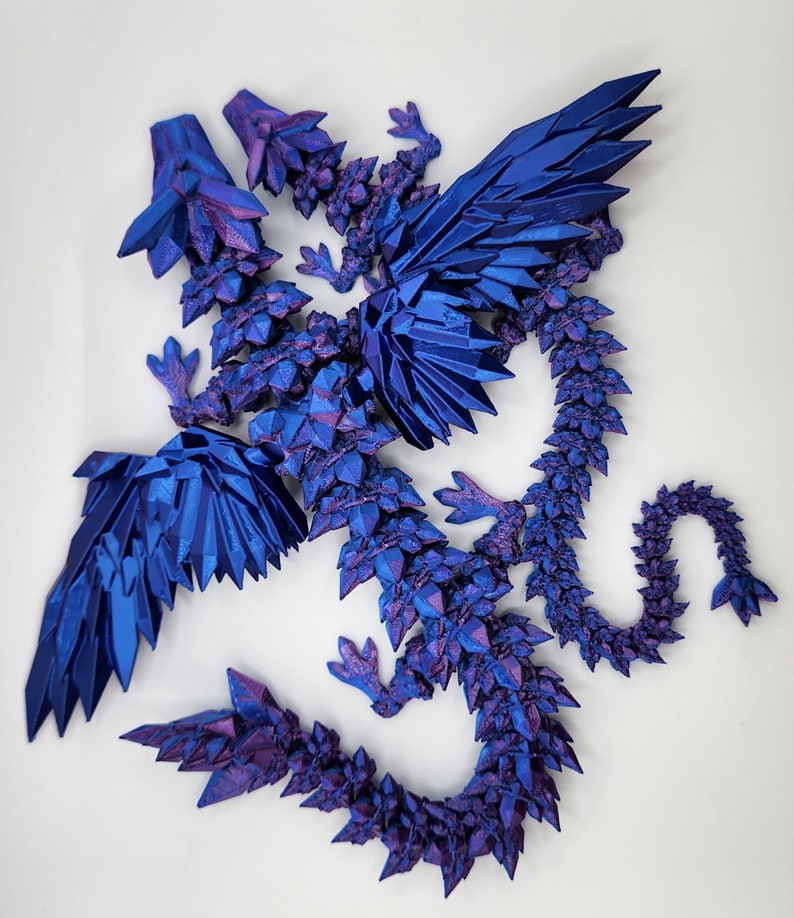 3D Printed Dragon Set of 2, Beautiful Crystal Wing and Baby Crystal ...