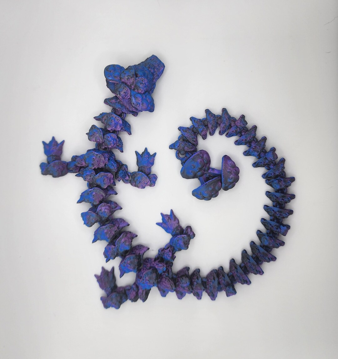 20 3D Printed Dragon, Fidget Toy, Articulated Mushroom Dragon, Blue ...