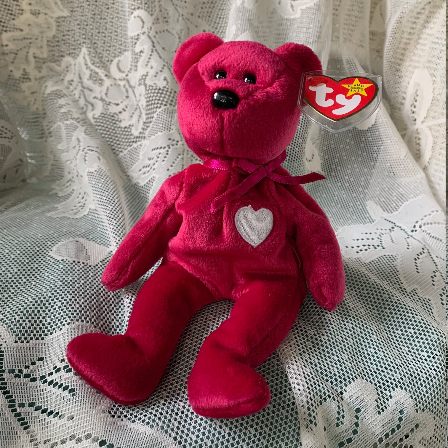 Valentina RARE Magenta Bear Beanie Baby With White - Etsy UK