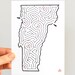 12x16 WISCONSIN Map State Maze Offset Print Hand-drawn Design Milwaukee ...
