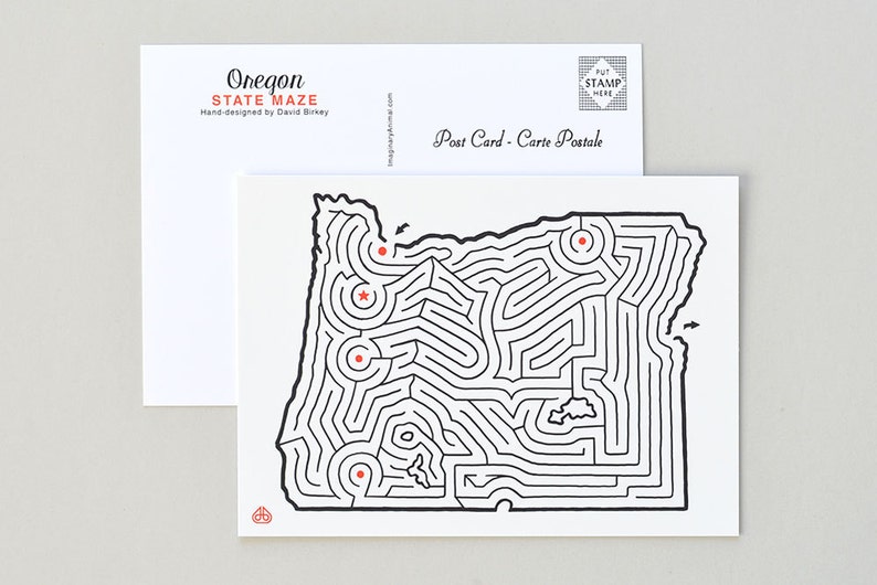OREGON Map Maze 5x7" Postcard | Hand Designed by David Birkey ...