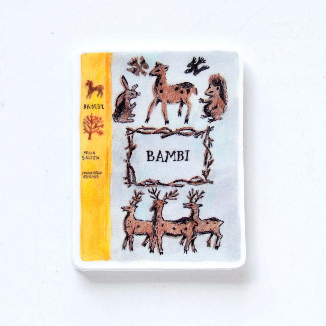 Bambi Sticker - Vintage Book Cover Illustration Die Cut Vinyl Decal | 2 ...