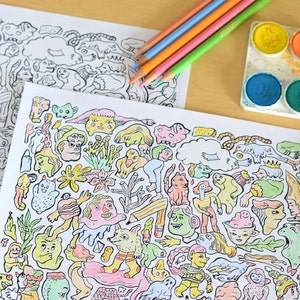 Crazy Coloring Page for Adults and Kids | Instant Download Printable ...