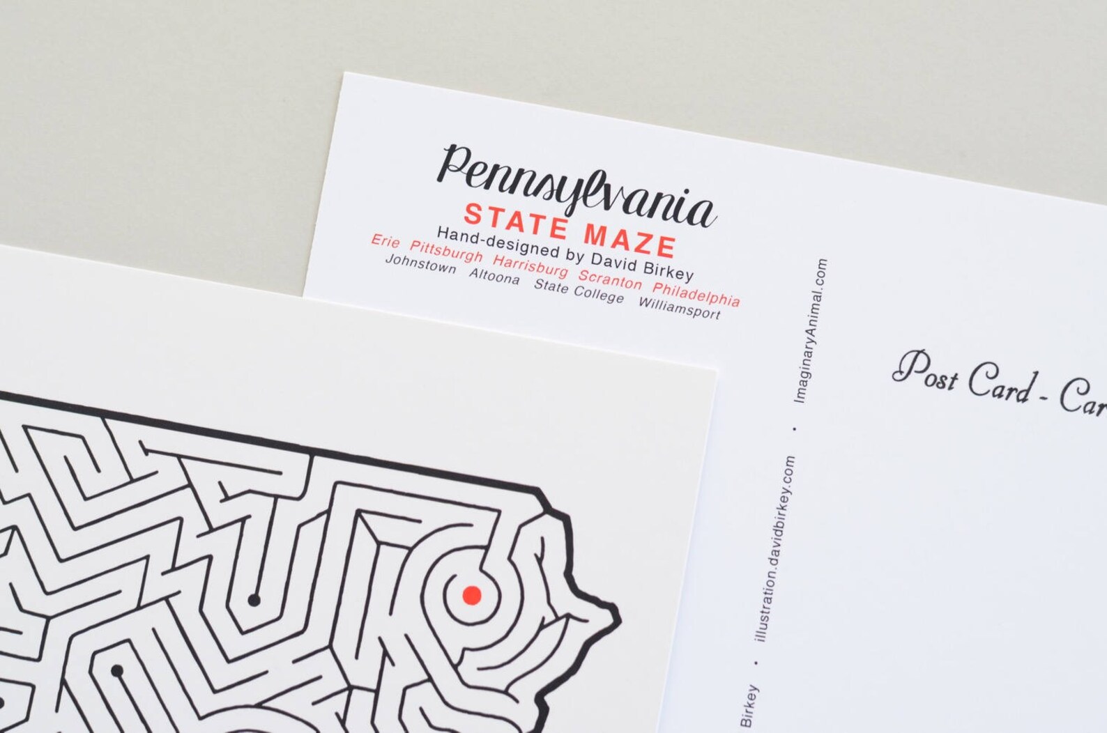 PENNSYLVANIA Maze 5x7" Postcard | Hand Designed by David Birkey | Erie ...