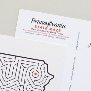 PENNSYLVANIA Maze 5x7" Postcard | Hand Designed by David Birkey | Erie ...