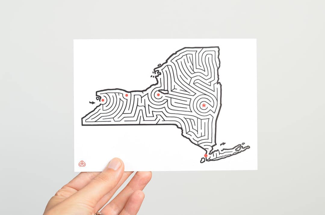 NEW YORK Maze 5x7" Postcard | Hand Designed by David Birkey | Albany ...