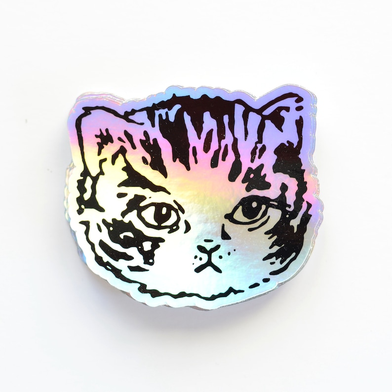 HOLOGRAPHIC Cute Kitty Cat Stickers Premium Die Cut Vinyl | Etsy