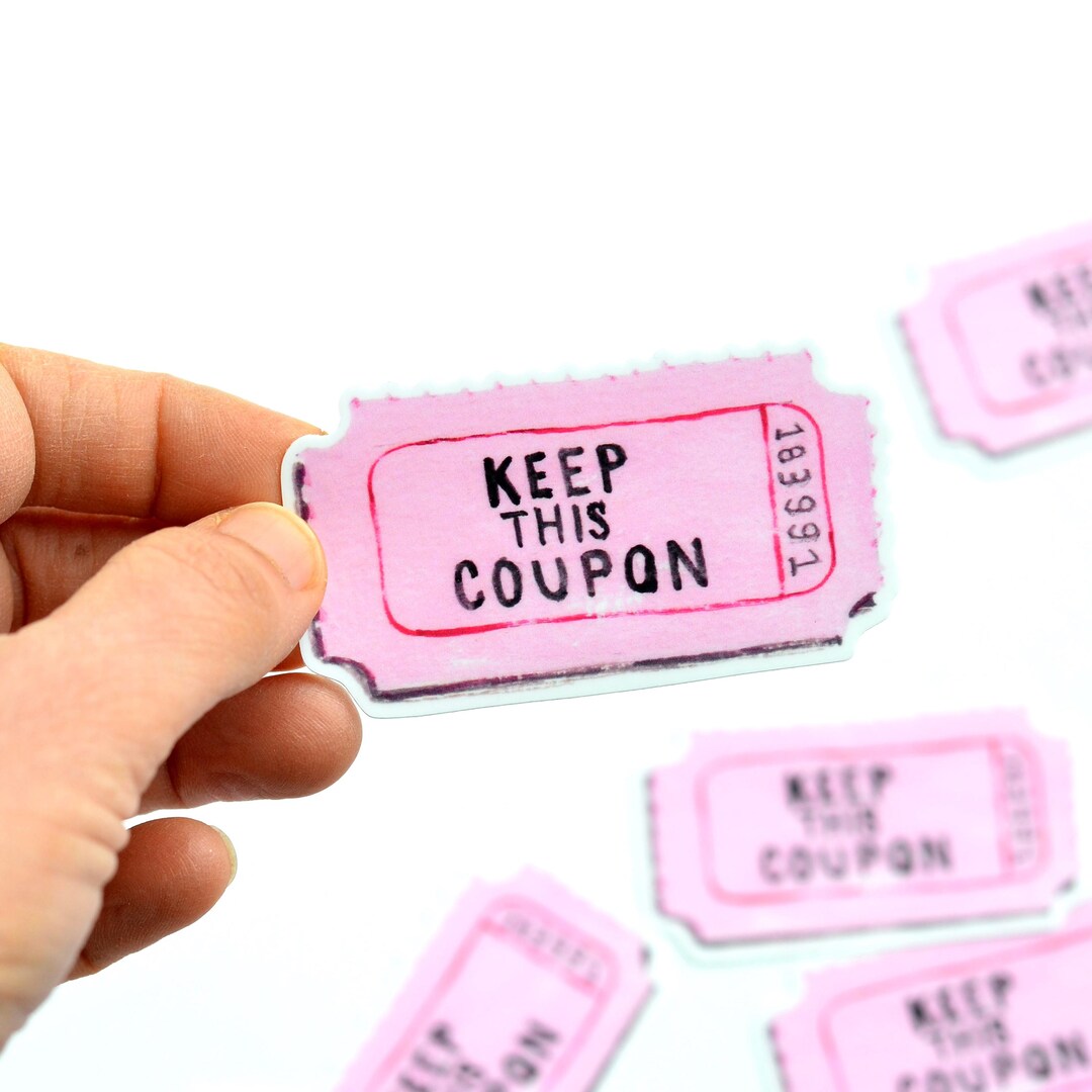 Keep This Coupon - Pink Ticket Sticker Illustrated Die Cut Vinyl Decal ...