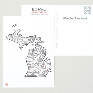 MICHIGAN Maze 5x7" Postcard | Hand Designed by David Birkey | Lansing ...
