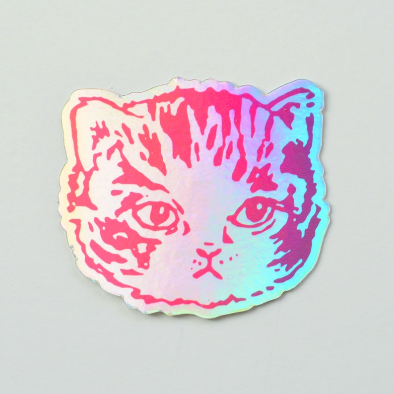 HOLOGRAPHIC Cute Kitty Cat Stickers Premium Die Cut Vinyl | Etsy